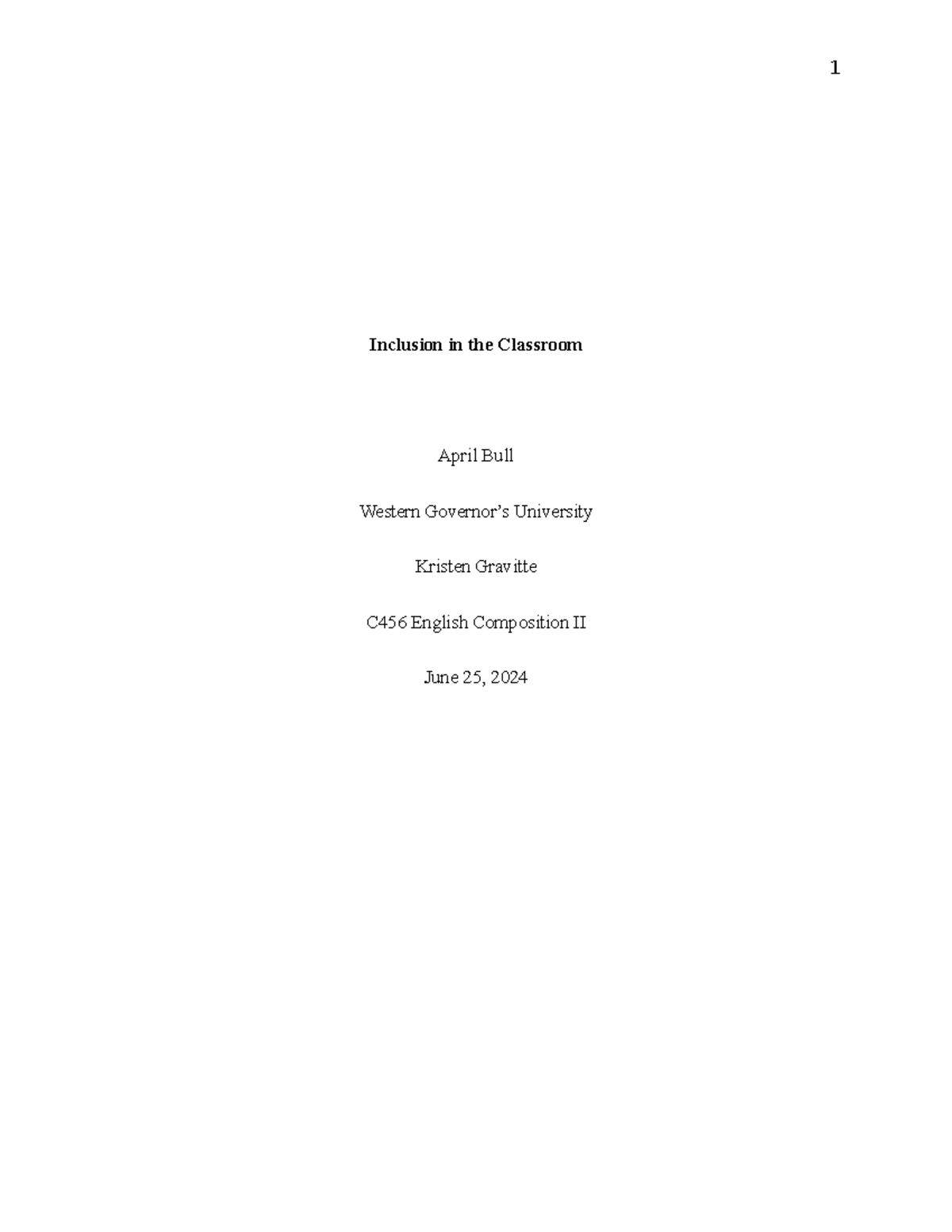 C456 Task 2 - Passed first attempt - Inclusion in the Classroom April ...