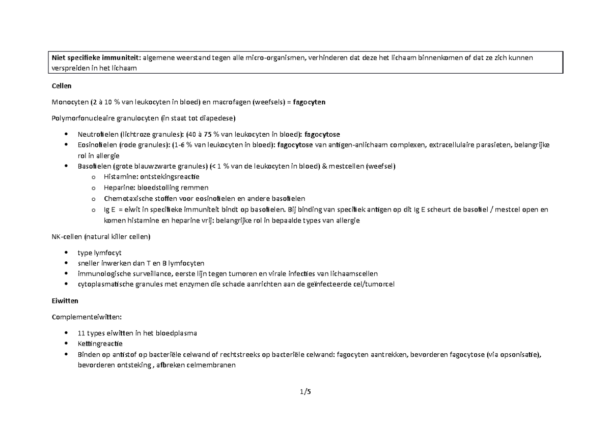 Immuniteit schema - Niet specifieke immuniteit: algemene weerstand ...