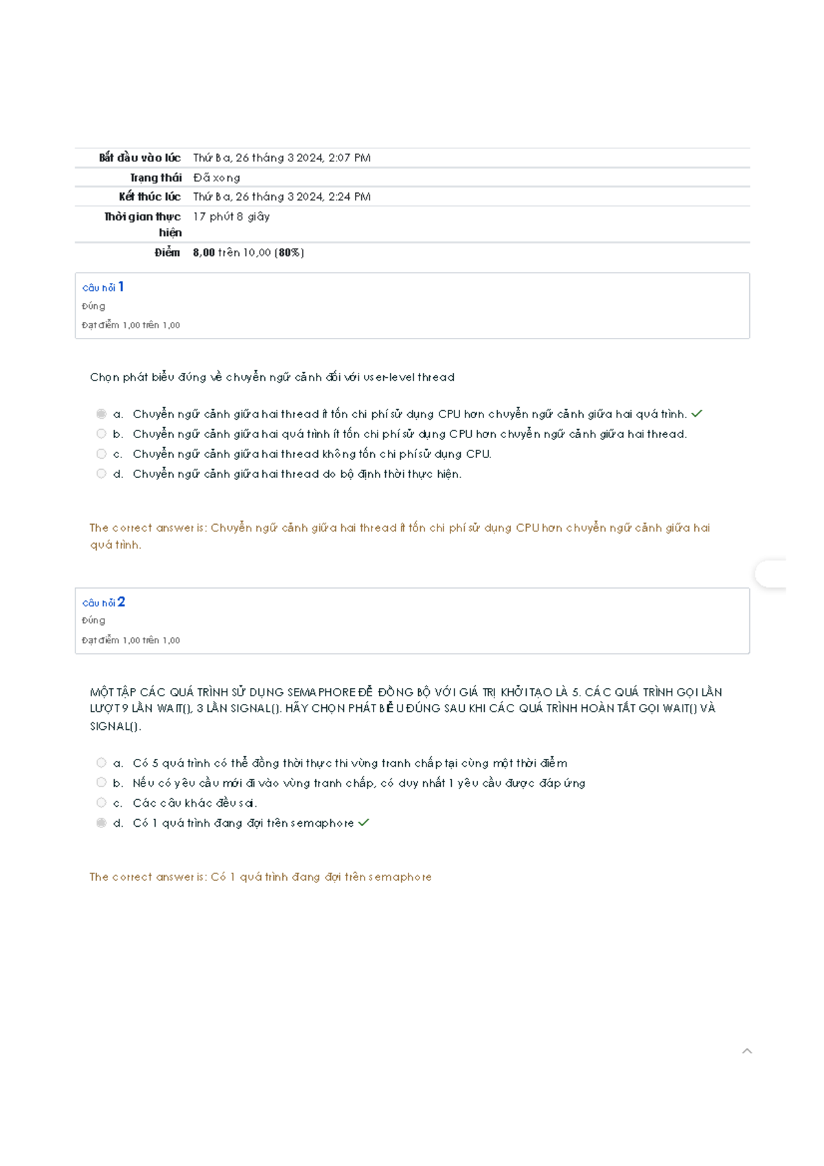 Test Chap 6-7 Xem lại lần làm thử BK-LMS - Bắt đầu vào lúc Thứ Ba, 26 ...