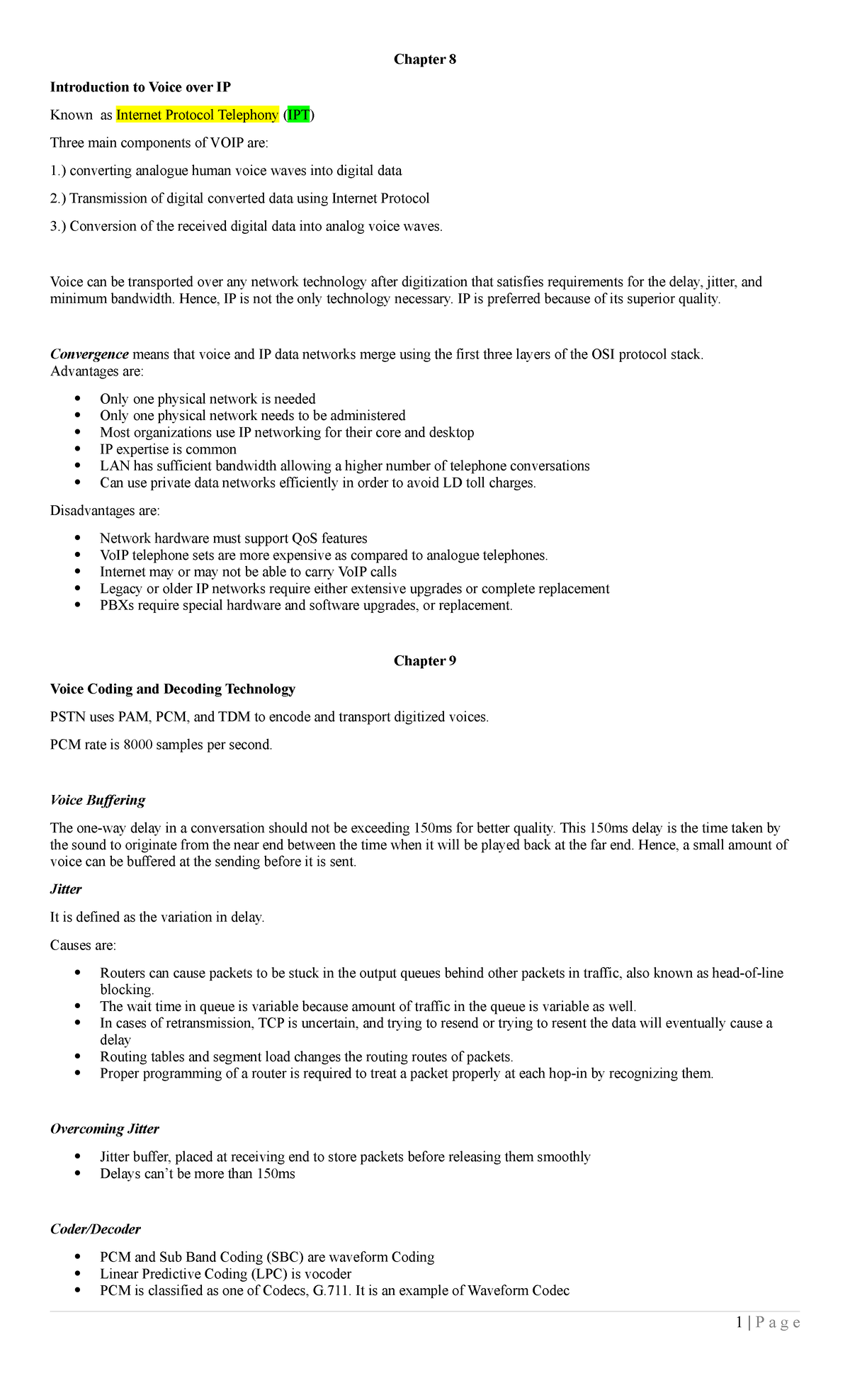 Reviewer - Chapter 8 Introduction to Voice over IP Known as Internet ...