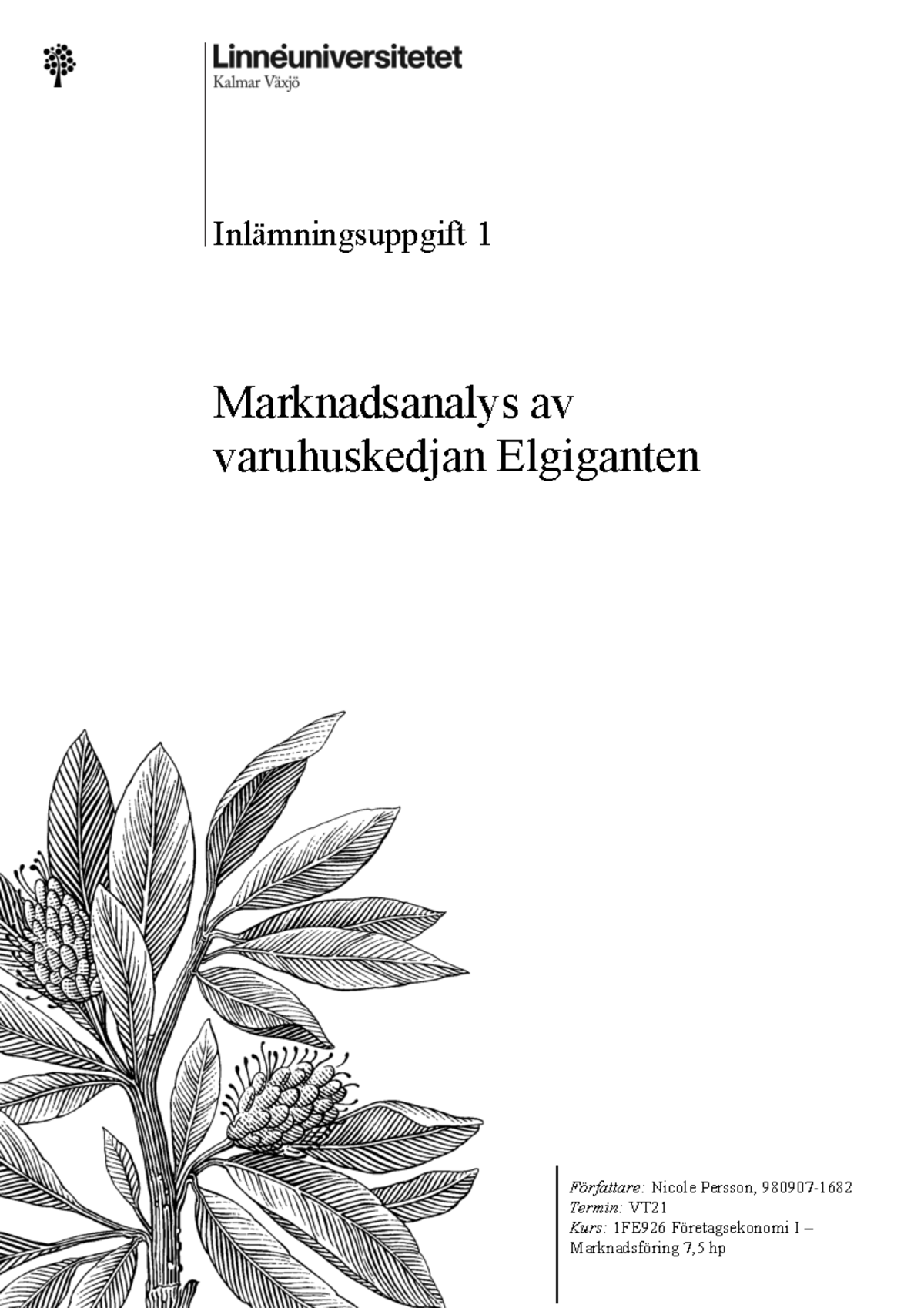 Inlämning 1 (Marknadsföring) - Marknadsanalys Elgiganten - 1-2-21 ...