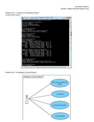 Homework 3 - CSC 300 - Problems 20.3, 22.4 Source code w/screenshots ...