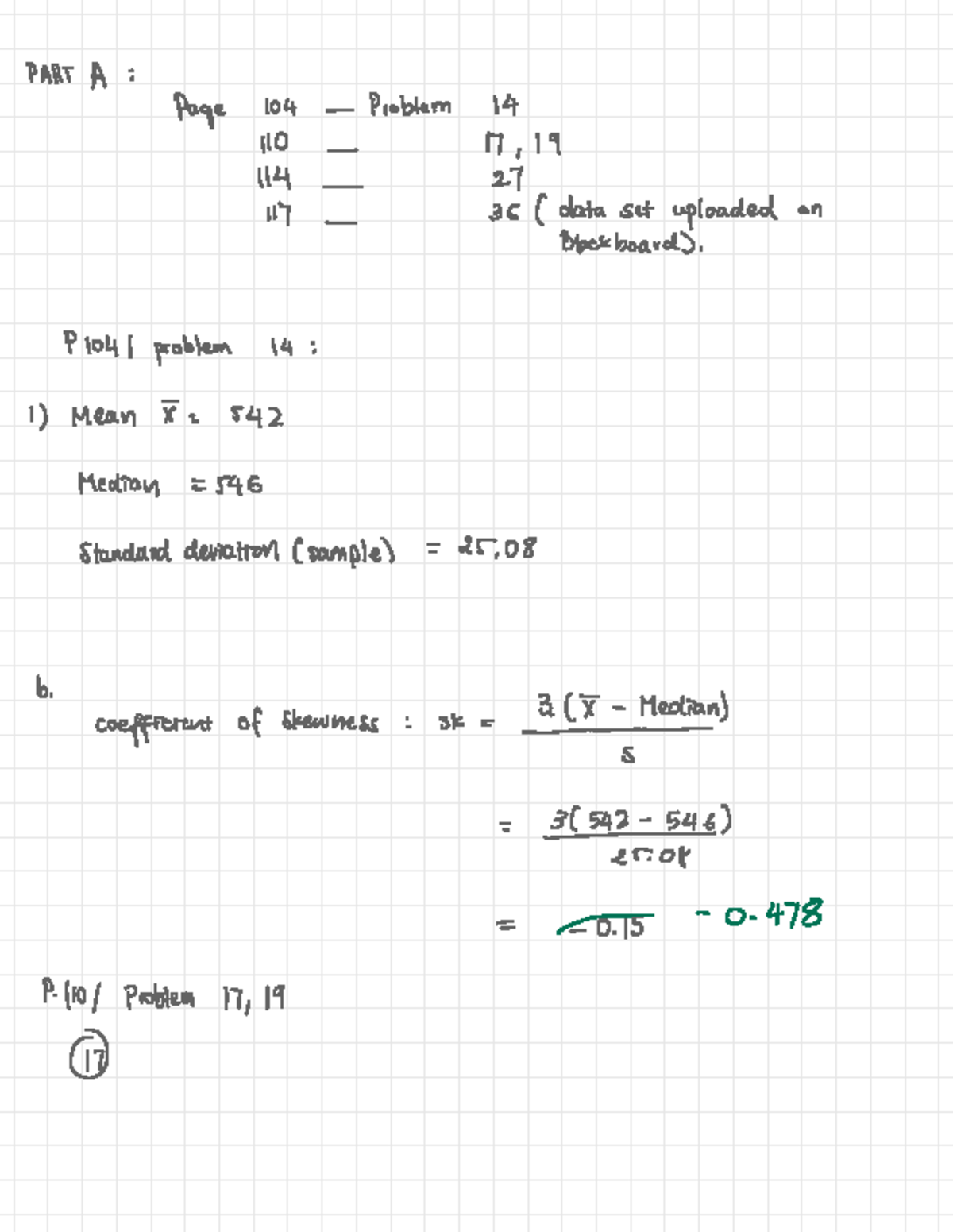 Chapter 4 HW stats - PART LA : Page 104 - Problem 14 110 - 17 , 19 114 ...