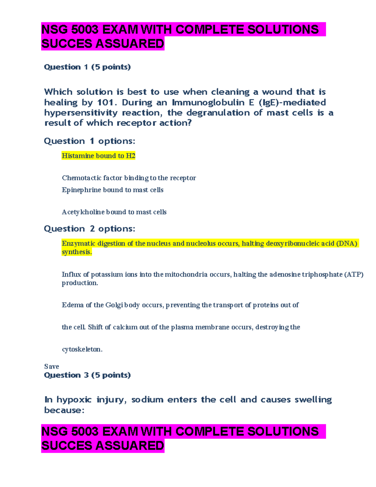 5003 Midterm - SUCCES ASSUARED Question 1 (5 points) Which solution is best to use when cleaning ...