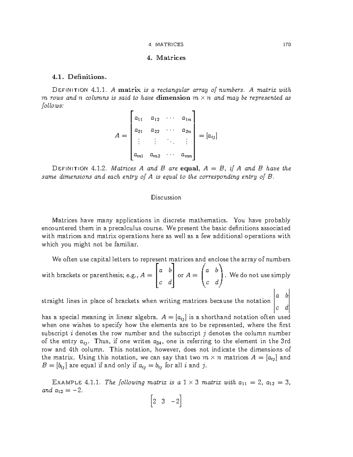 S5 4 - Types of matrices - Matrices Definitions. Definition 4.1. A ...