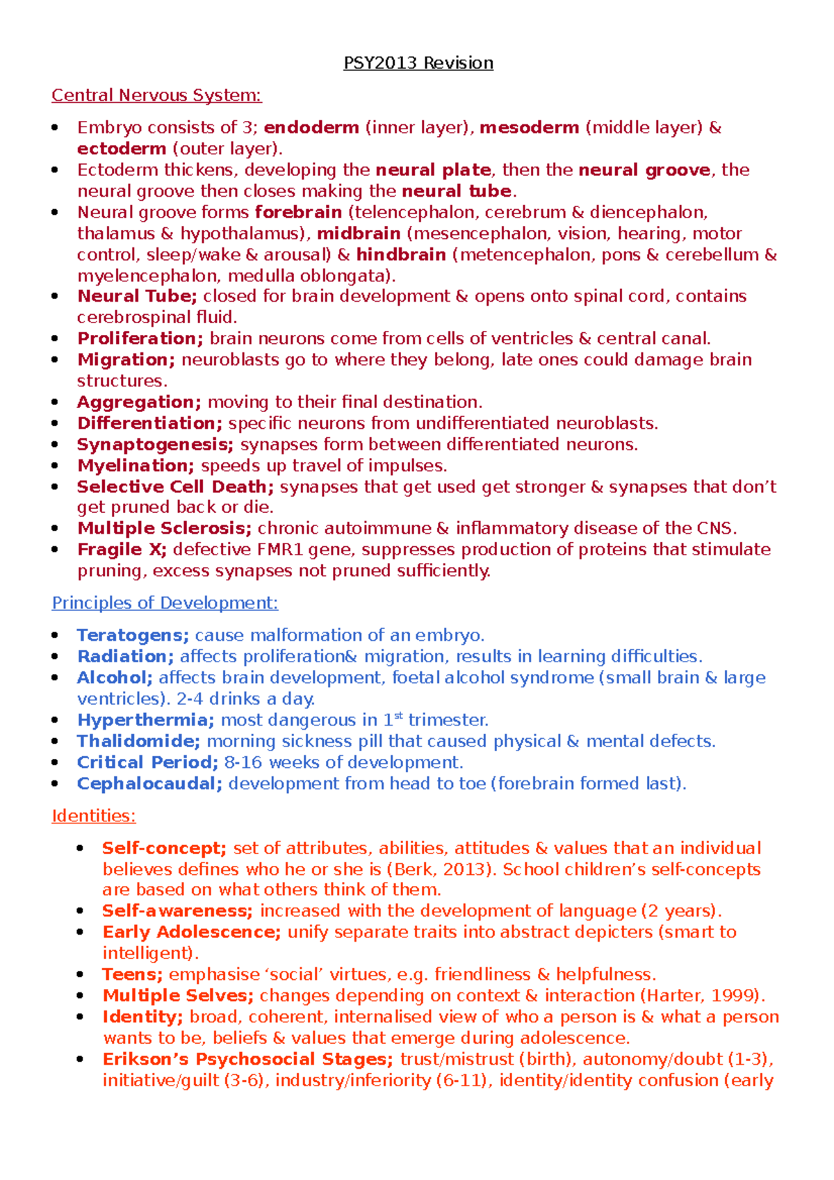 Developmental Psychology Revision Notes - PSY2013 Revision Central ...