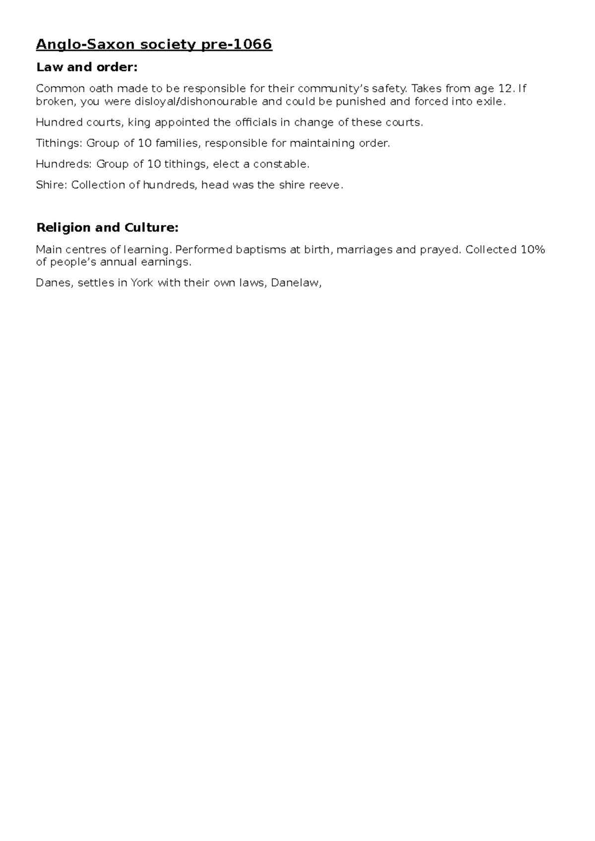 History Anglo Saxon - Anglo-Saxon society pre- Law and order: Common ...