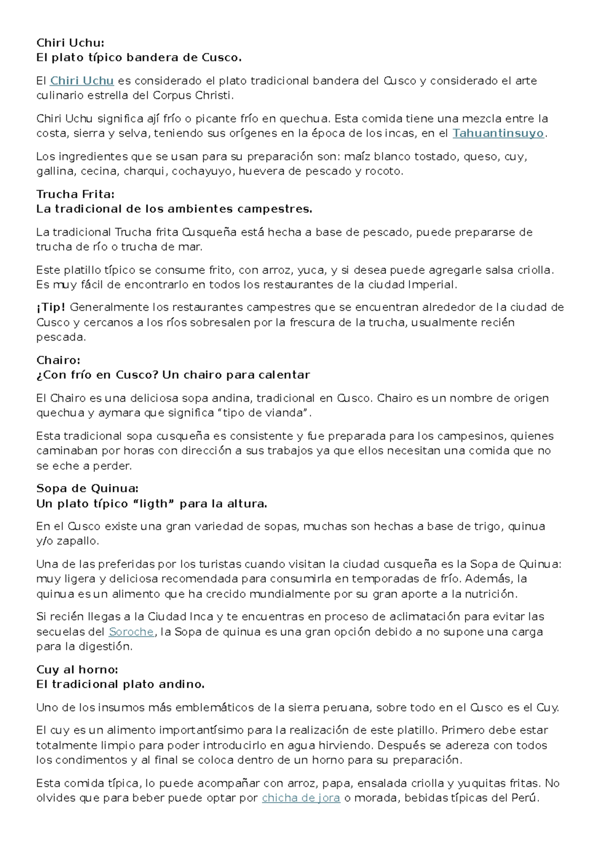 Chiri Uchu - efv - Chiri Uchu: El plato típico bandera de Cusco. El ...