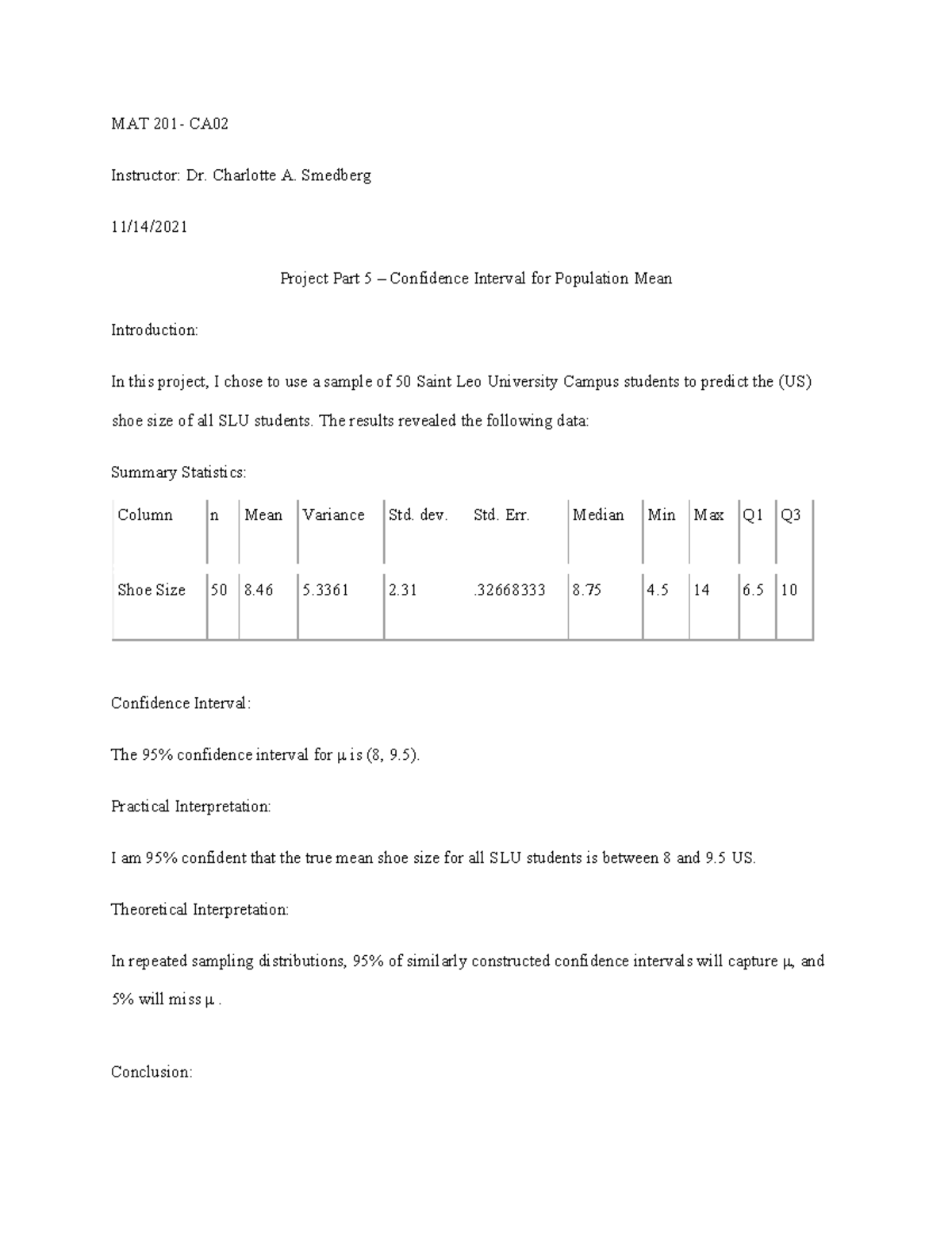 Introduction to Statistics-Project Part 5- Confidence Interval for mu ...