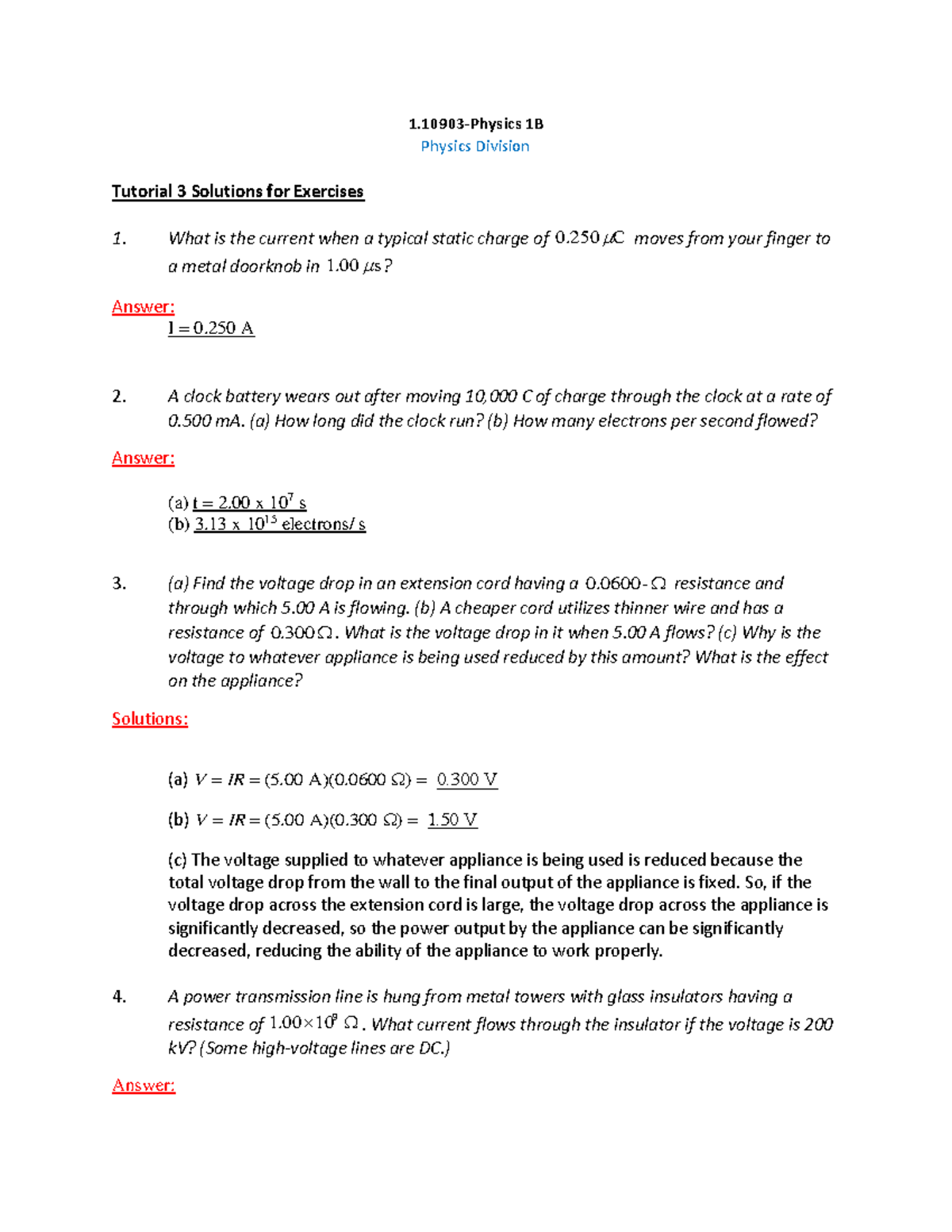 Tutorial 3 Solutions for Exercises - 1-Physics 1B Physics Division ...