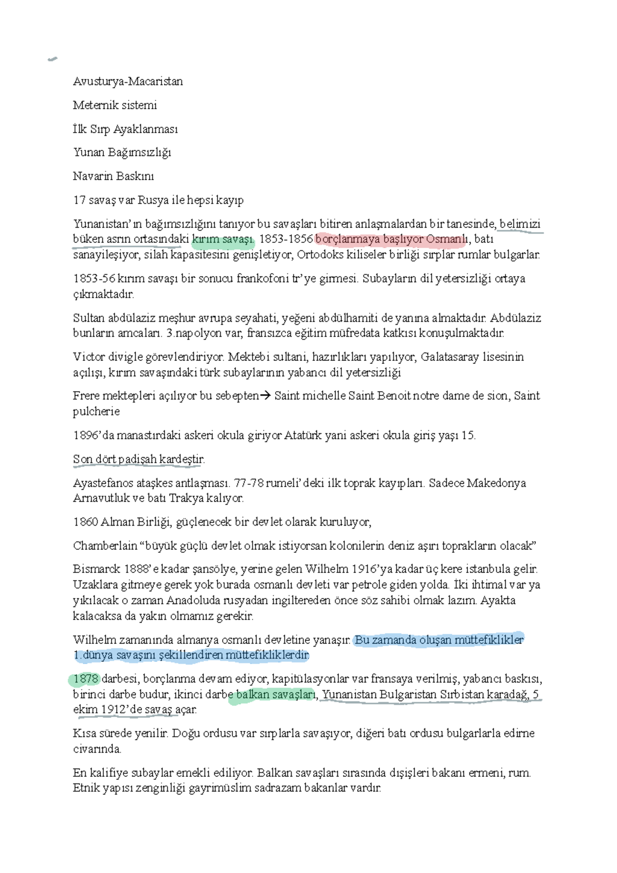 'TDP (1) Ders Notları - Avusturya-Macaristan Meternik sistemi İlk Sırp ...