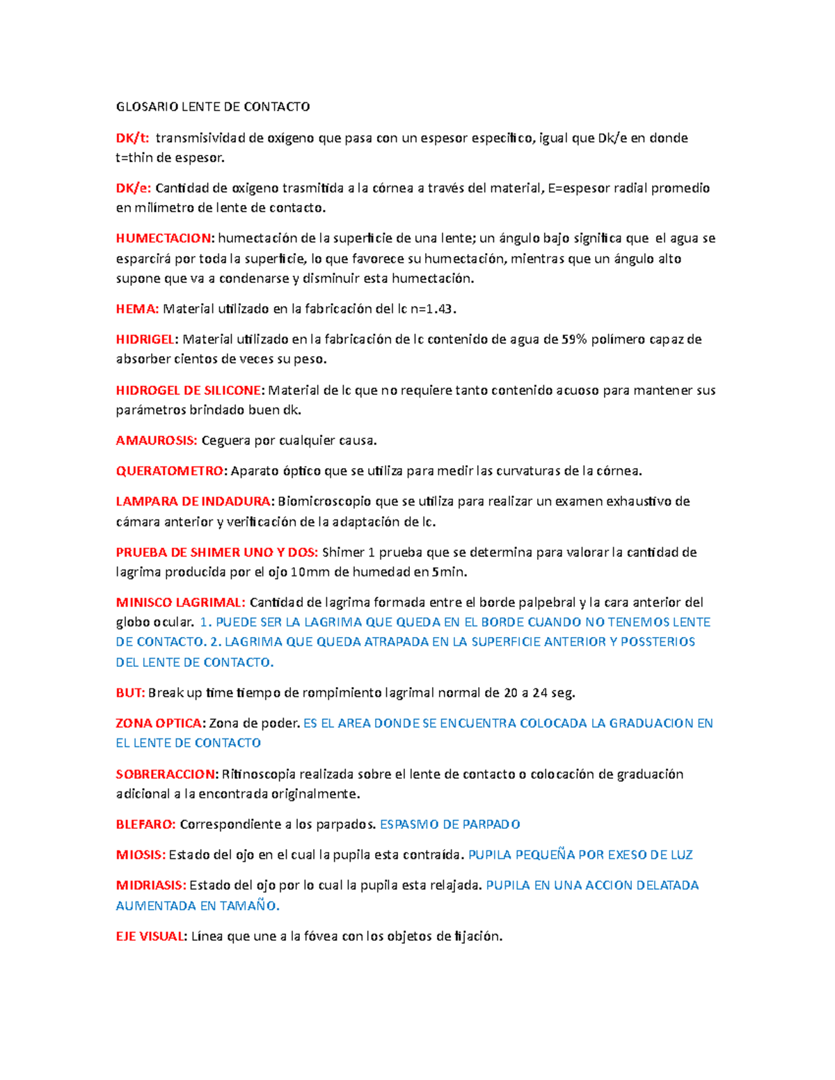 Glosario Lente DE Contacto - GLOSARIO LENTE DE CONTACTO DK/t ...