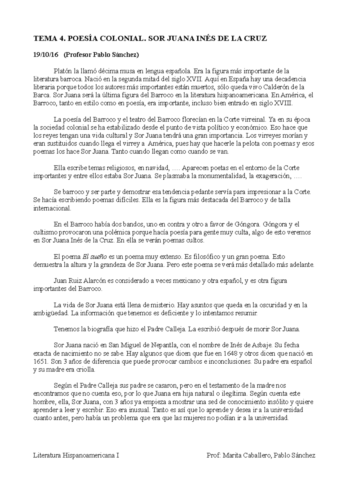 Literatura Hispanoamericana I (1º Carrera). Tema 4 - TEMA 4. POESÍA ...