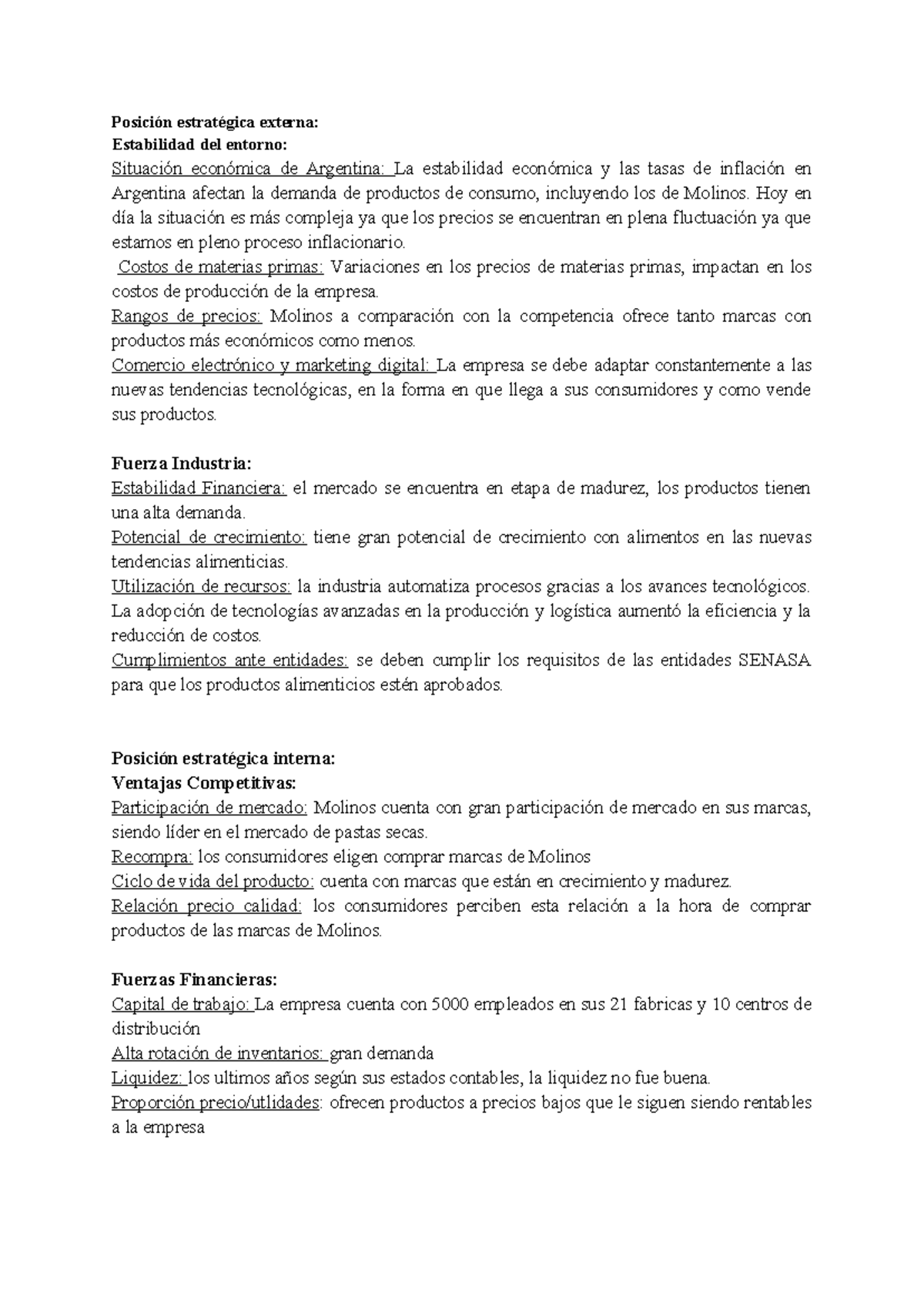 Matriz Peyea CON Grafico - Posición estratégica externa: Estabilidad ...