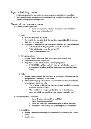 Egan's helping model - Egan’s helping model Problem-management and ...