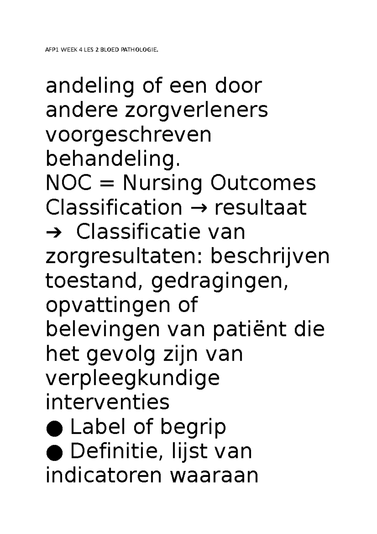 AFP1 WEEK 4 LES 2 Bloed Pathologie - AFP1 WEEK 4 LES 2 BLOED PATHOLOGIE ...