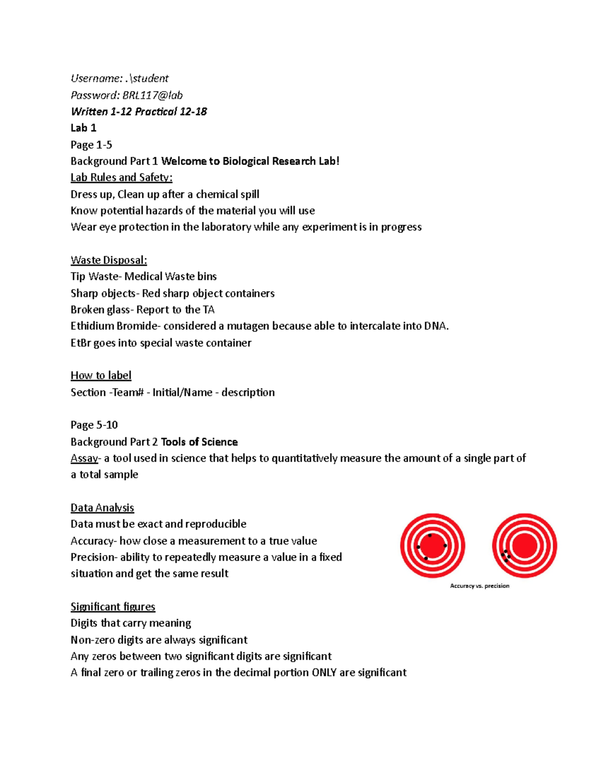 Bio Lab Manual Review - Lecture notes all - Username: .\student ...