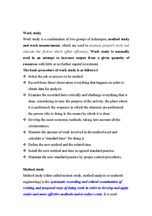 Introduction of Work Study, Method study Procedure - Work study Work ...