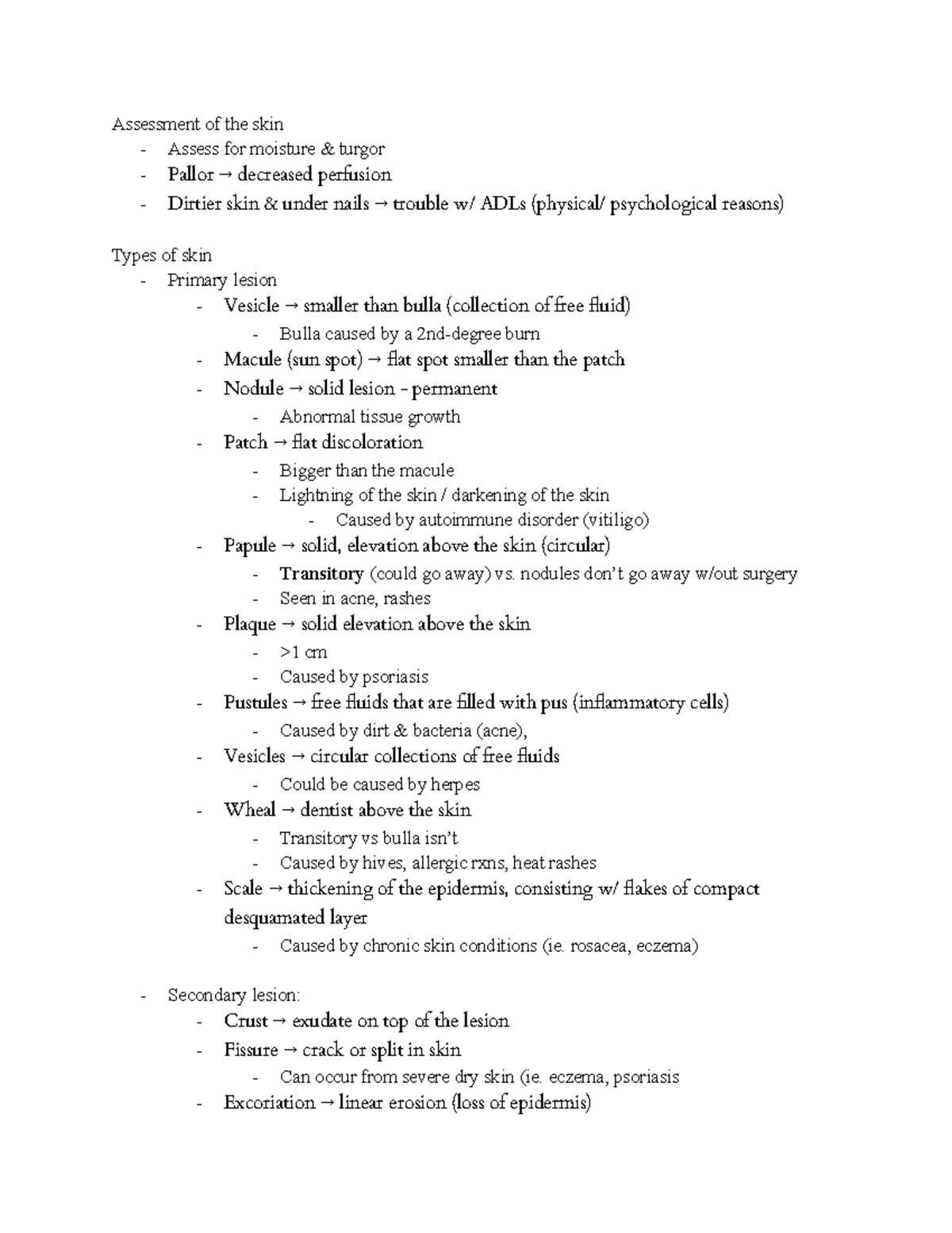 2021 - NURS 272 - Class #4 Skin Assessment Wound Care - Assessment of ...