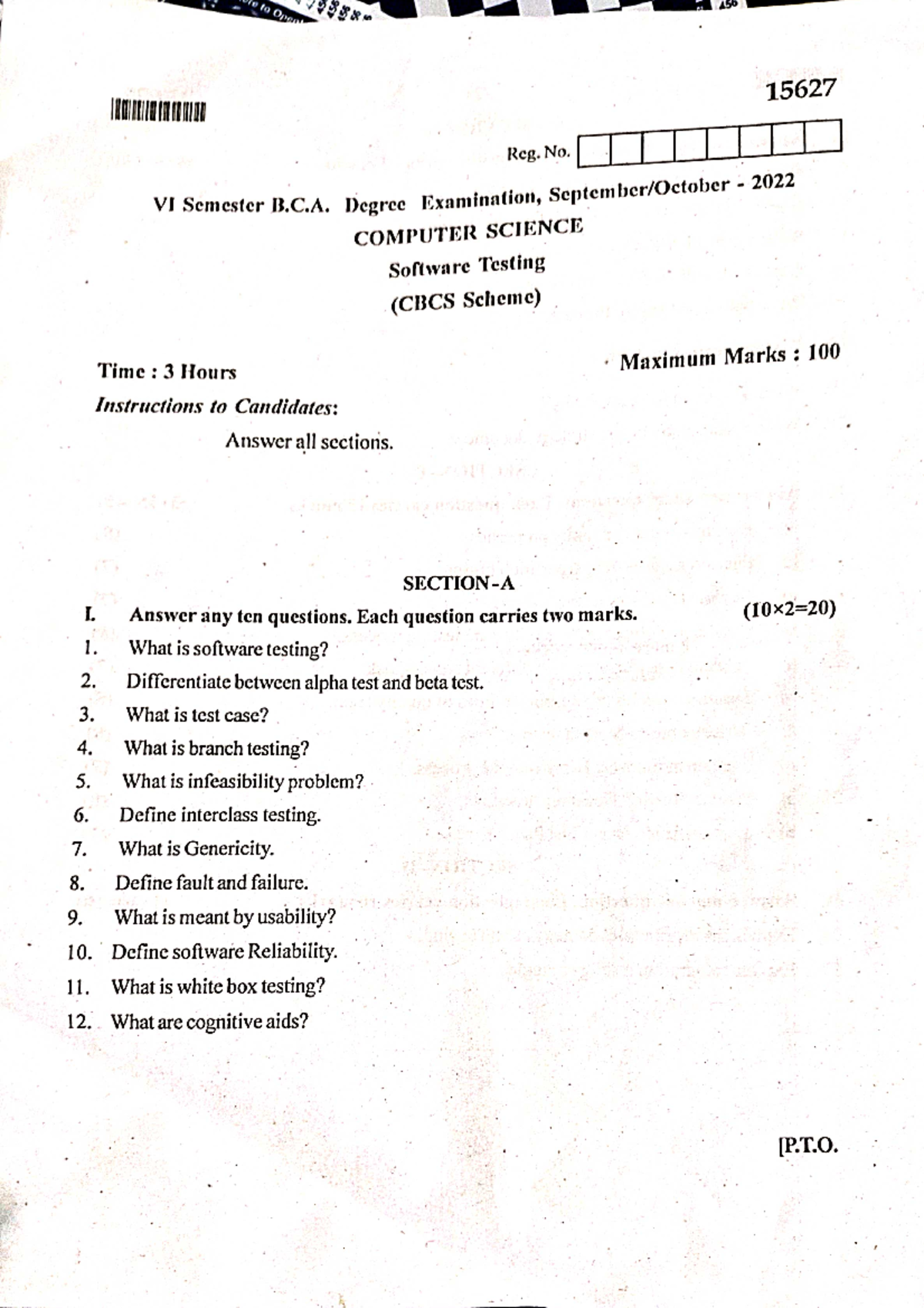 Bca Software Testing 6th Sem Sep Oct 22 15627 Complete Science