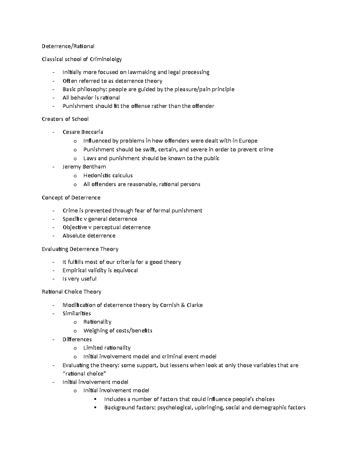 Deterance - amy - Deterrence/Rational Classical school of Criminololgy ...
