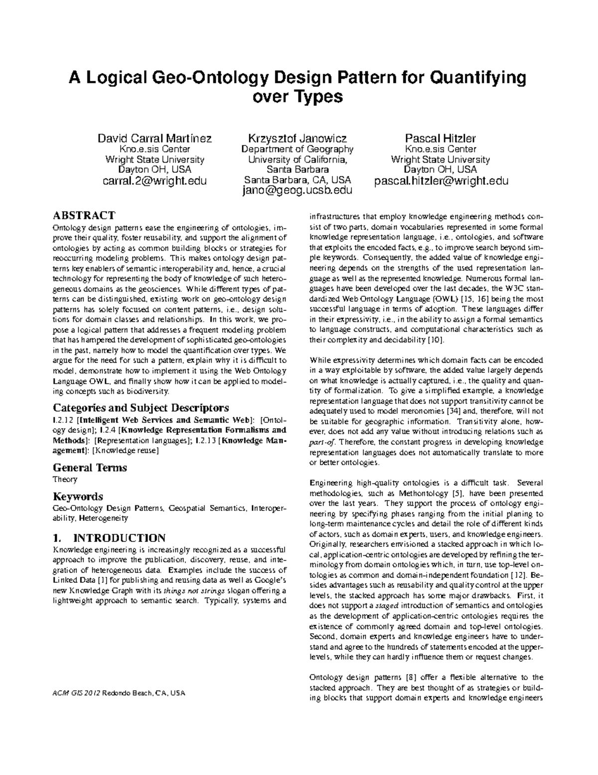 A logical geo-ontology design pattern for quantifying over types - A ...