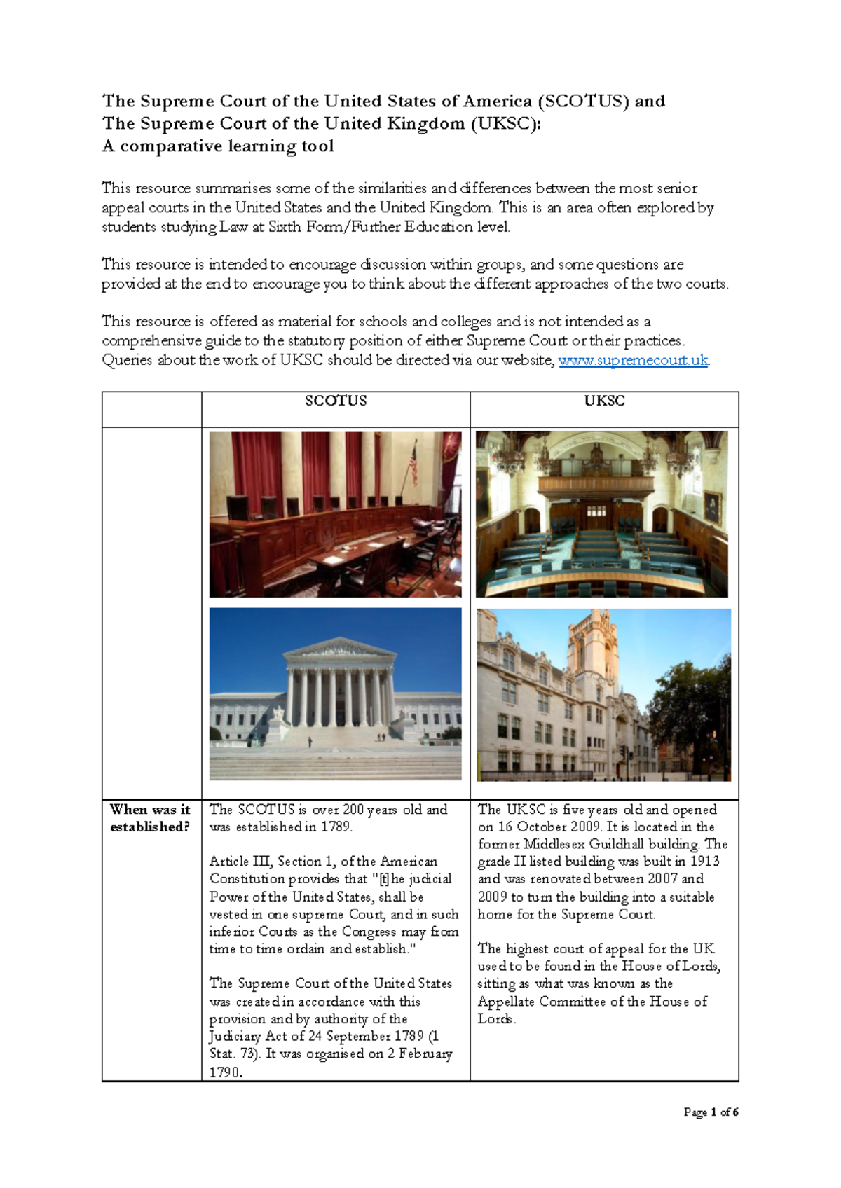 Scotus and uksc comparative learning tool 10 - The Supreme Court of the ...