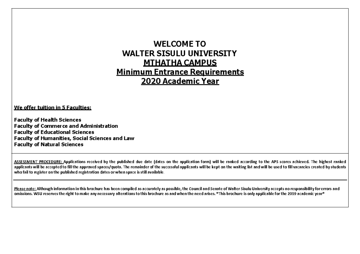 Null-7 - WSU - WELCOME TO WALTER SISULU UNIVERSITY MTHATHA CAMPUS ...