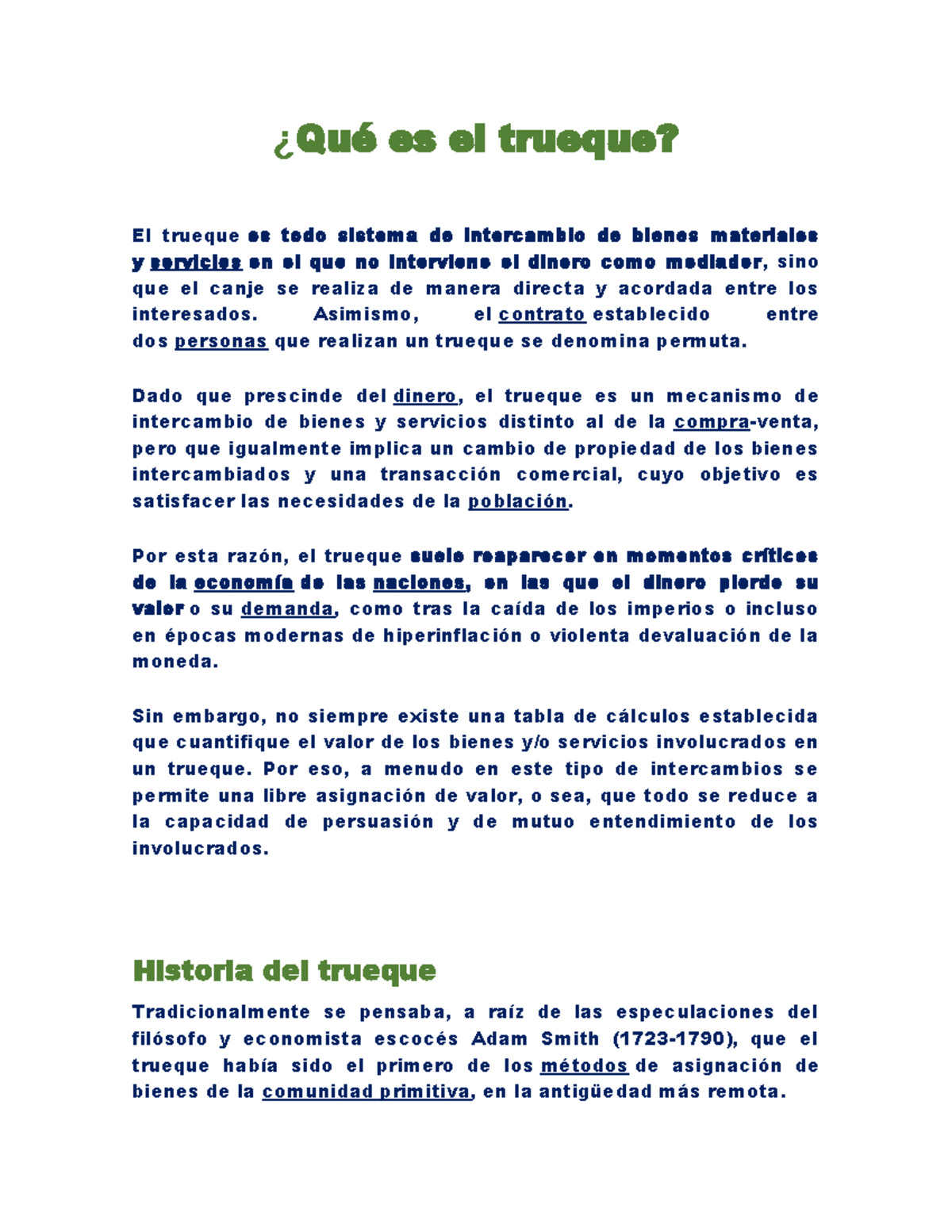 Qué es el trueque - uiu - ¿Qué es el trueque? El trueque es todo ...