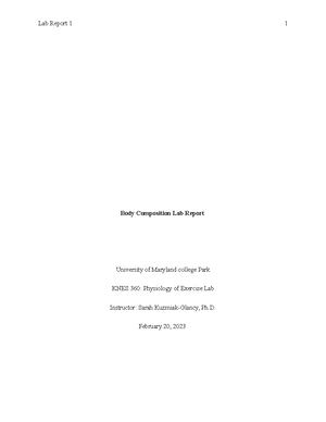 Lab6 - Lab report - Running head: WINGATE TEST LAB 1 Wingate Test Lab ...