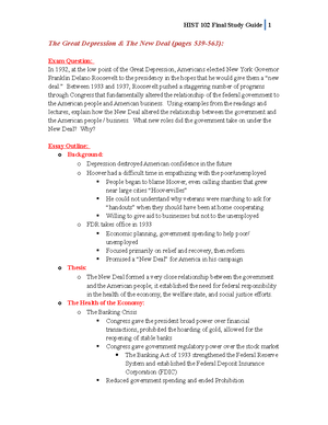 HIST 102 Midterm Review Guide - Reconstruction: 1865-1877 Redemption ...
