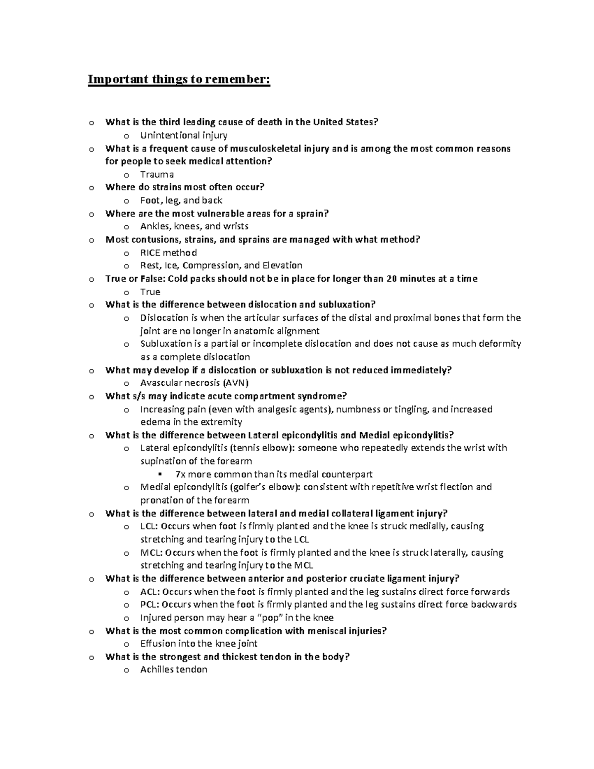 Adult II Chapter 37 Study Guide - Important things to remember: o What ...