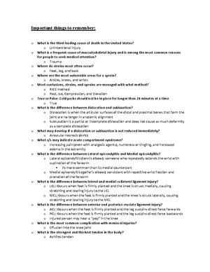 Adult II Chapter 35 Study Guide - Important things to remember: o Why ...