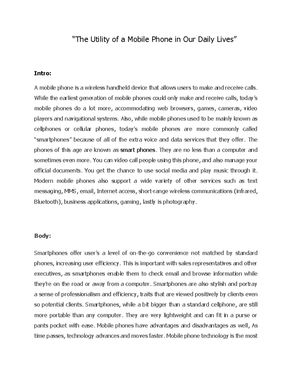 Mobile phone - hehe - “The Utility of a Mobile Phone in Our Daily Lives ...