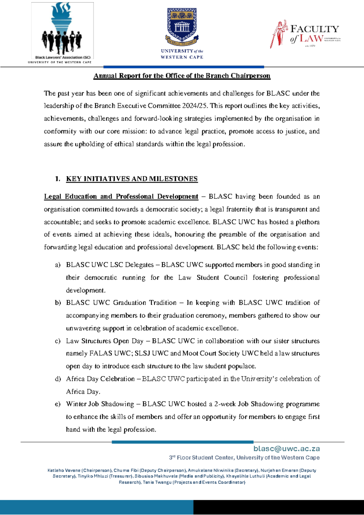 Office OF THE Chairperson Final Report-1 - blasc@uwc.ac 3 rd Floor ...