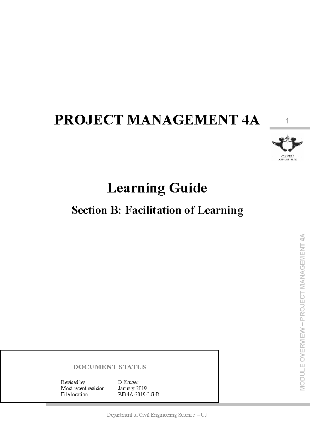 PJB4A-2019-LG-B semi-final - 1 ####### MODULE OVERVIEW – PROJECT ...