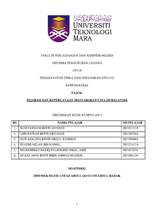 CTU152 Group Assignment - FACULTY OF BUSINESS AND MANAGEMENT UNIVERSITY ...