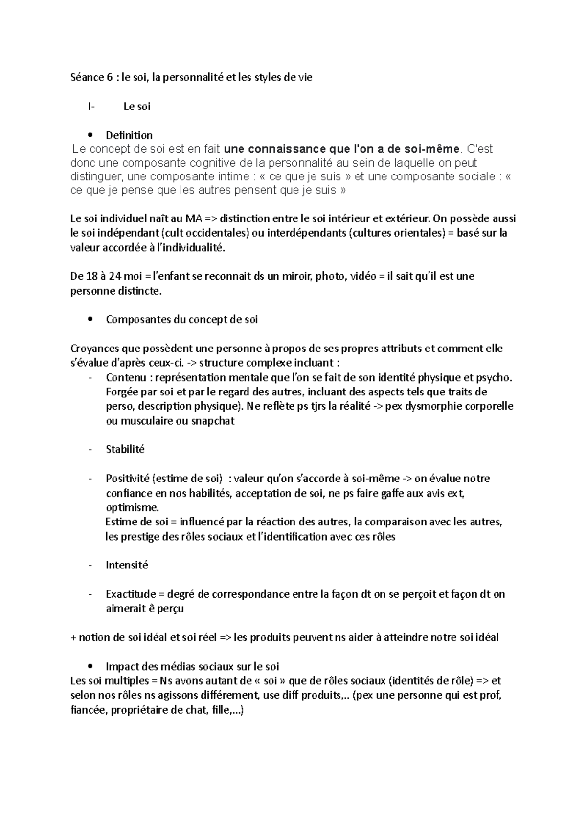 Séance 6 - UdS - Séance 6 : le soi, la personnalité et les styles de ...
