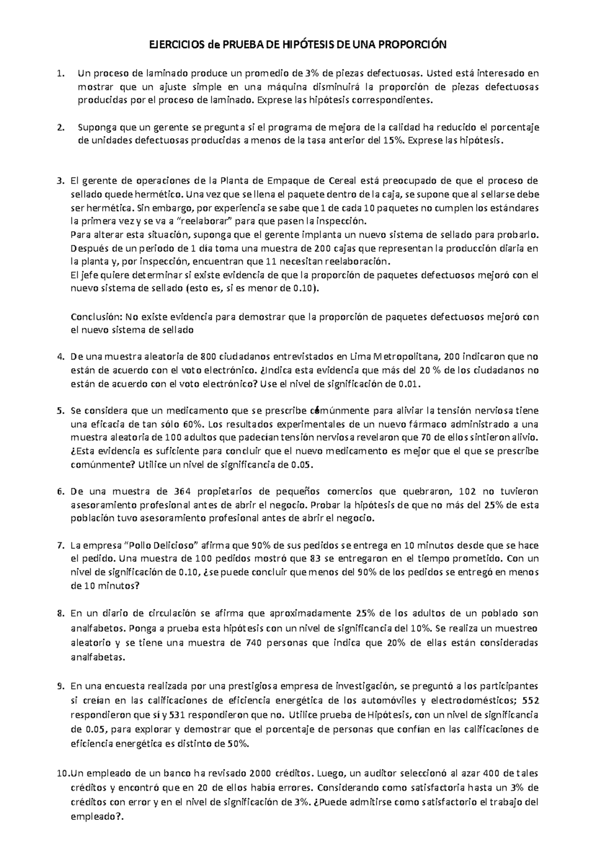 12.1 Ejercicios PH para 1 proporción - EJERCICIOS de PRUEBA DE HIP ...