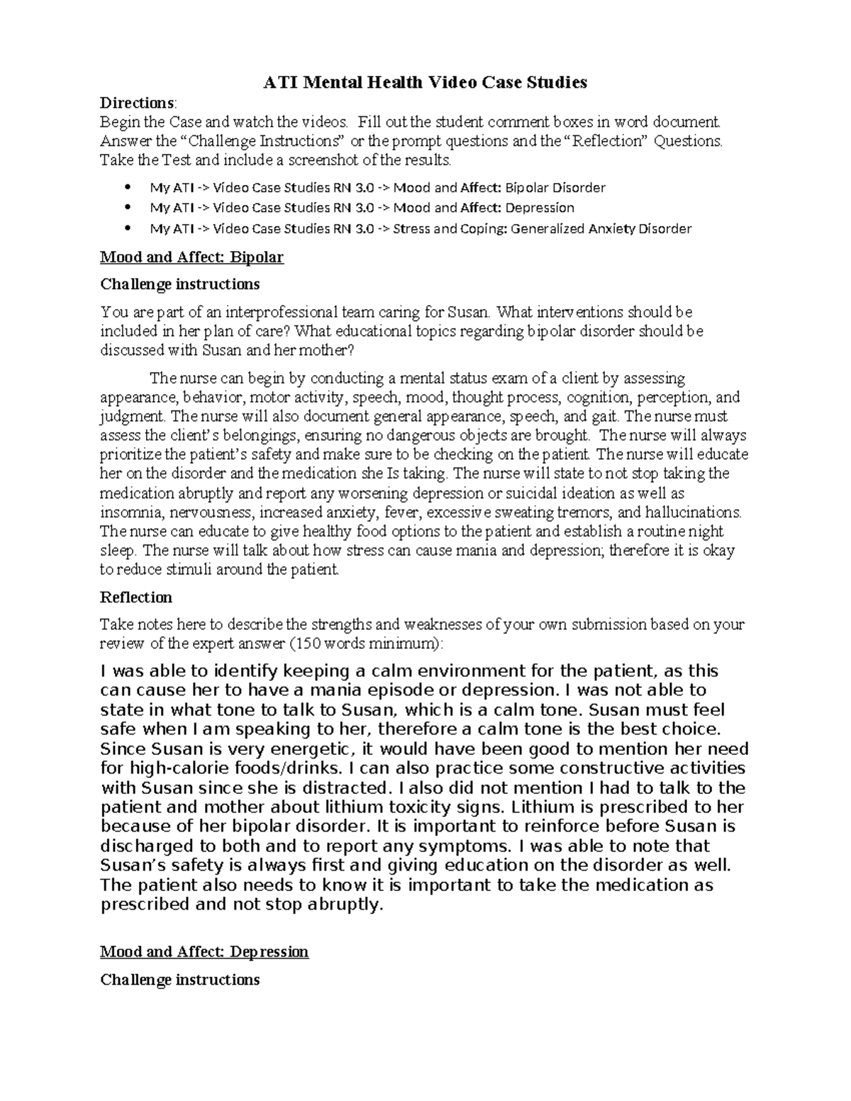 ATI Mental Health Video Case Studies - ATI Mental Health Video Case ...