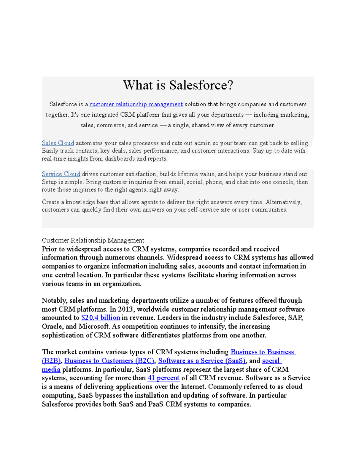 What is Salesforce - Lecture notes 3-4 - What is Salesforce? Salesforce ...