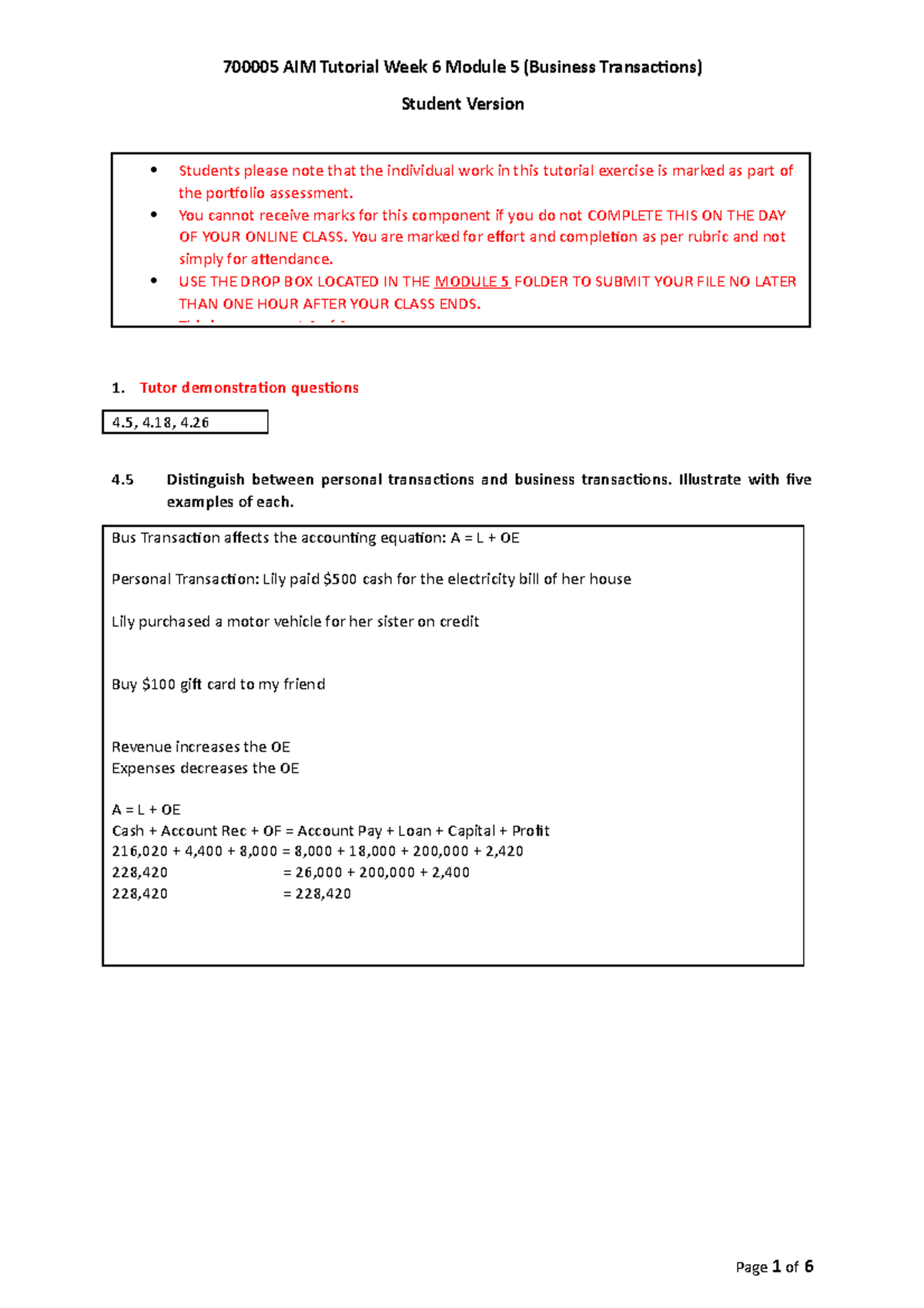 Week 6 Module 5 Tutorial - 700005 AIM Tutorial Week 6 Module 5 ...