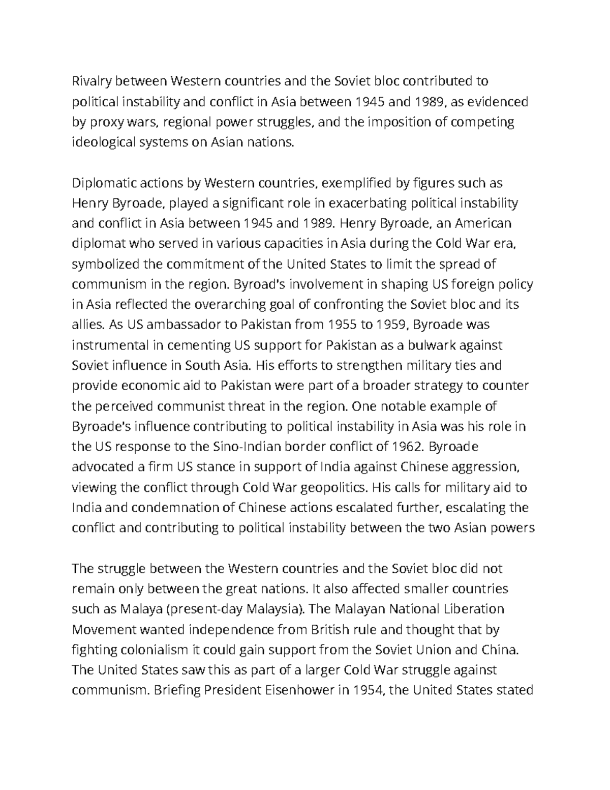 DBQ - highschool - Rivalry between Western countries and the Soviet ...