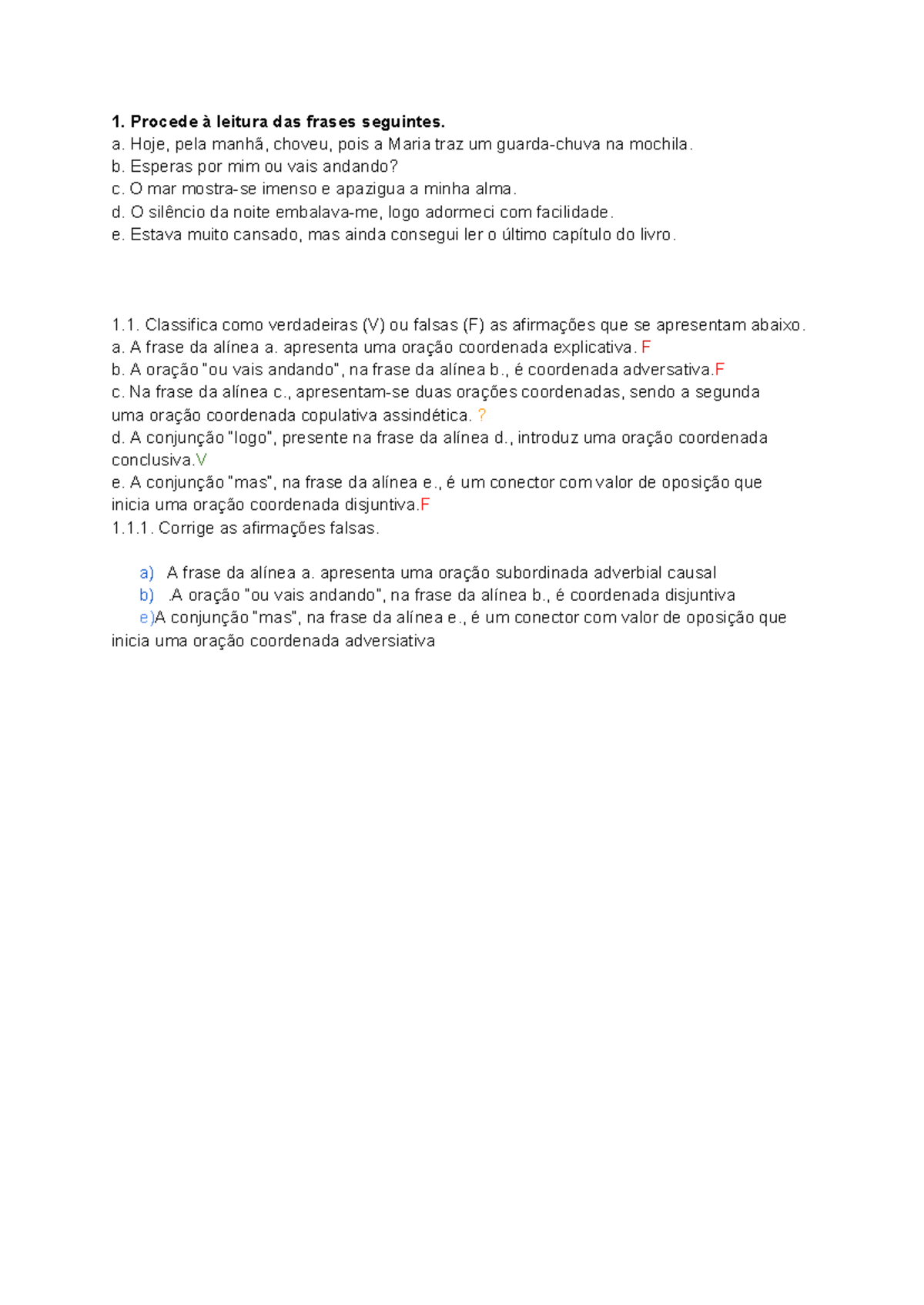 Frase complexa coordenação e subordinação - Procede à leitura das ...