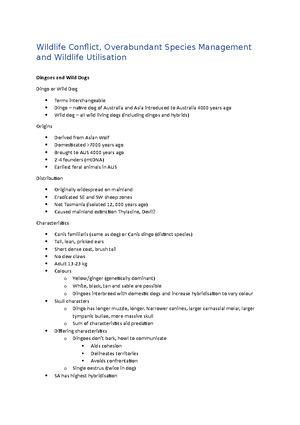 1 - Introduction to Wildlife Management - ANIML SC 2502RW - Adelaide ...
