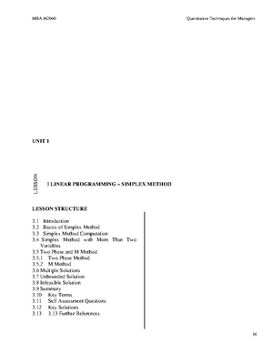 Unit Two Lesson Two Introduction to Operations Research and Linear Programming - UNIT II 2 - Studocu