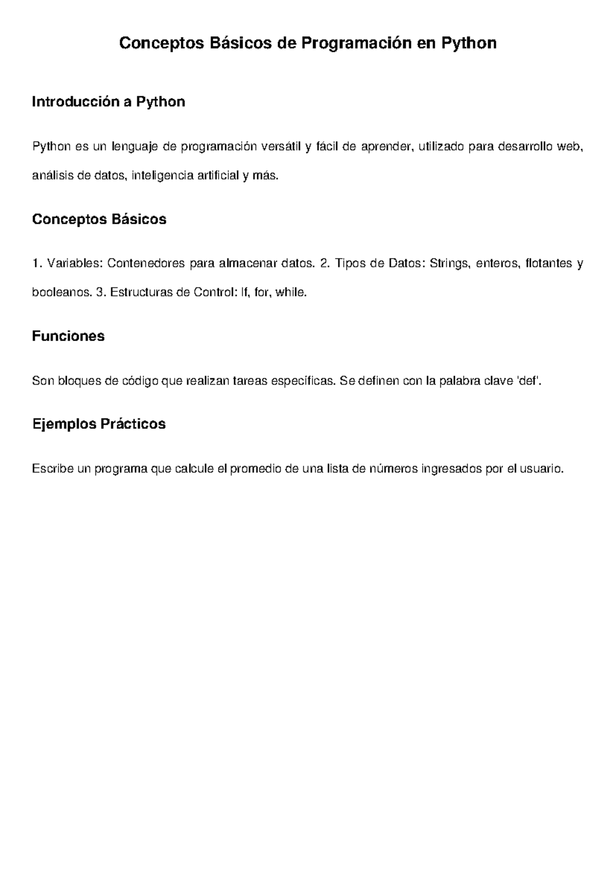 Conceptos Programacion Python - Conceptos Básicos de Programación en Python Introducción a ...