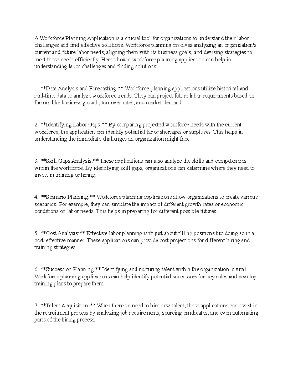 Workforce Planning Application - Workforce planning involves analyzing ...