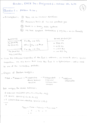 Assn 7 Solution ENCH 300 - Assignment 7 solution anomol : co & 1) a) W ...