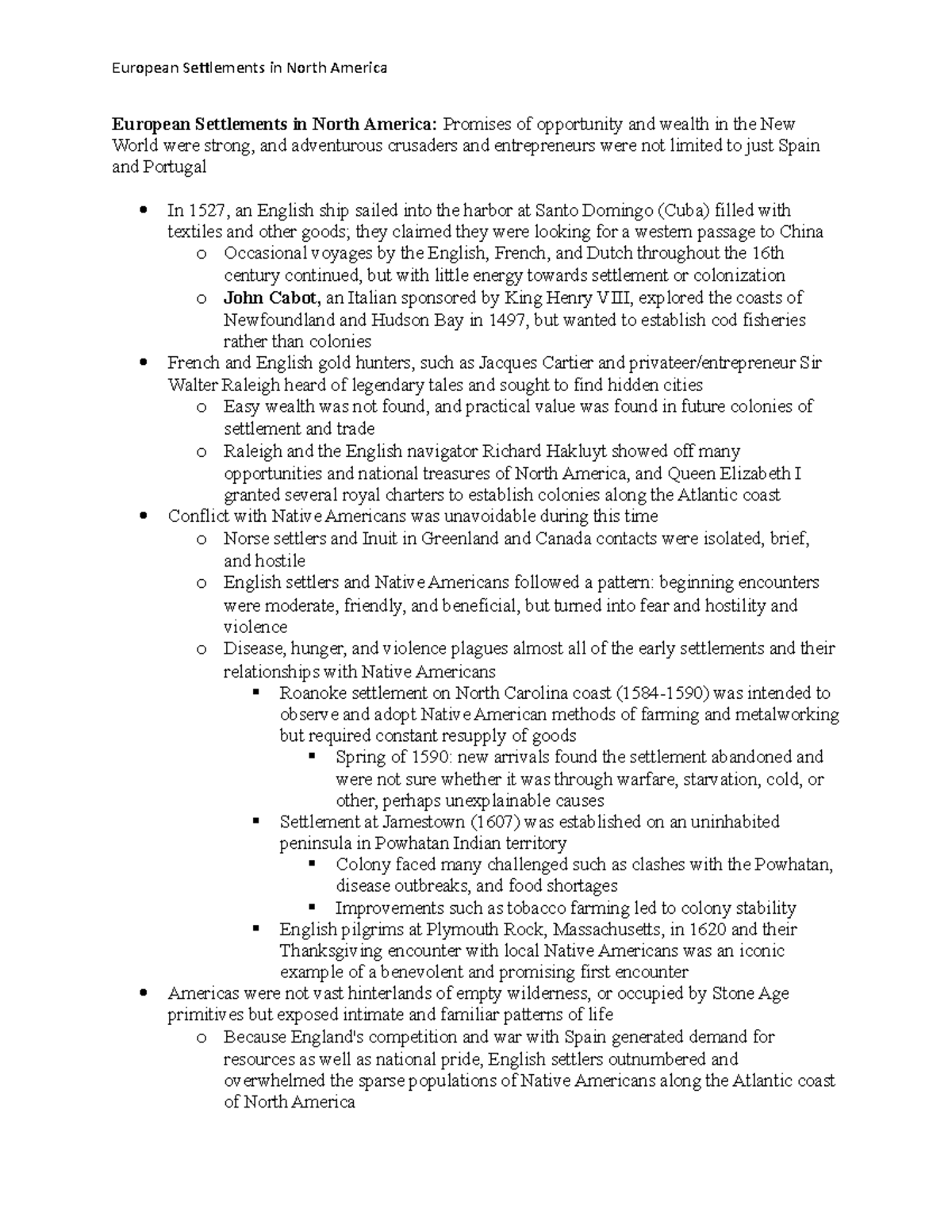 European Settlements in North America - European Settlements in North ...